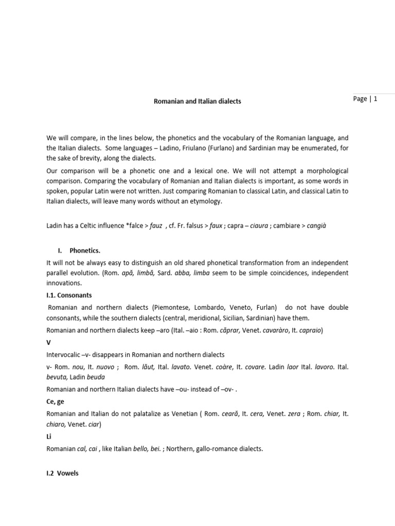 Romanian-Italian Dialect Comparison | PDF | Latin | Dialect