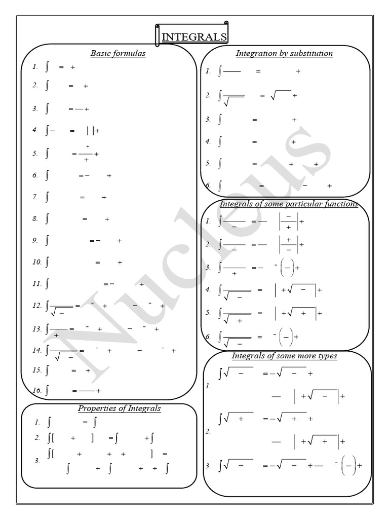 Integration Formulas-Nucleus | PDF | Mathematical Concepts | Complex ...