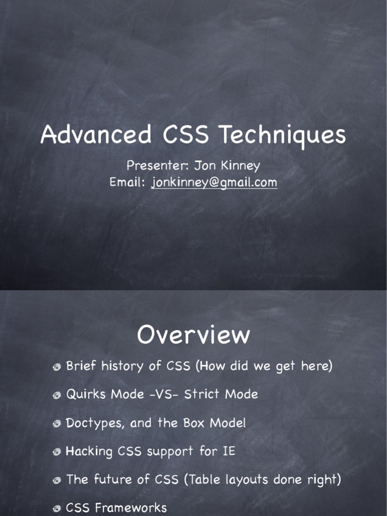 Advanced CSS Techniques: Presenter: Jon Kinney | PDF | Cascading Style Sheets | Html Element