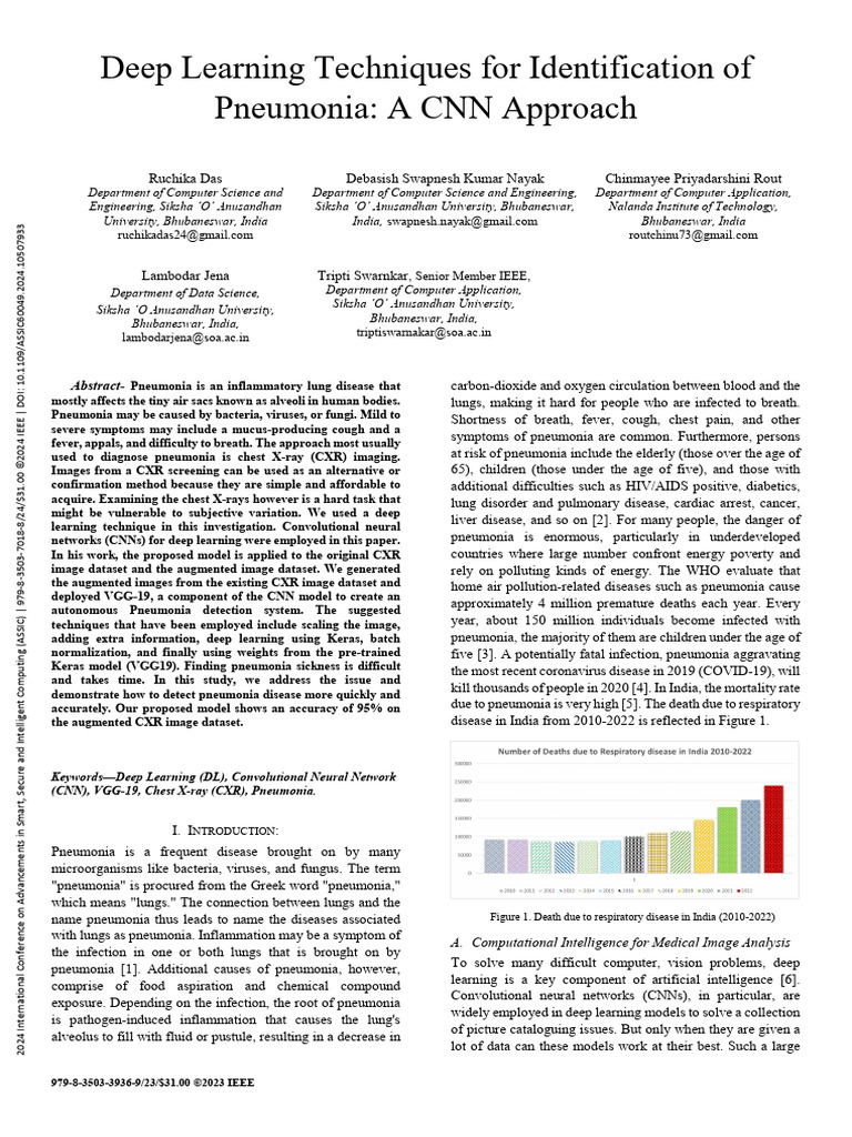 Deep Learning Techniques For Identification of Pneumonia A CNN Approach ...