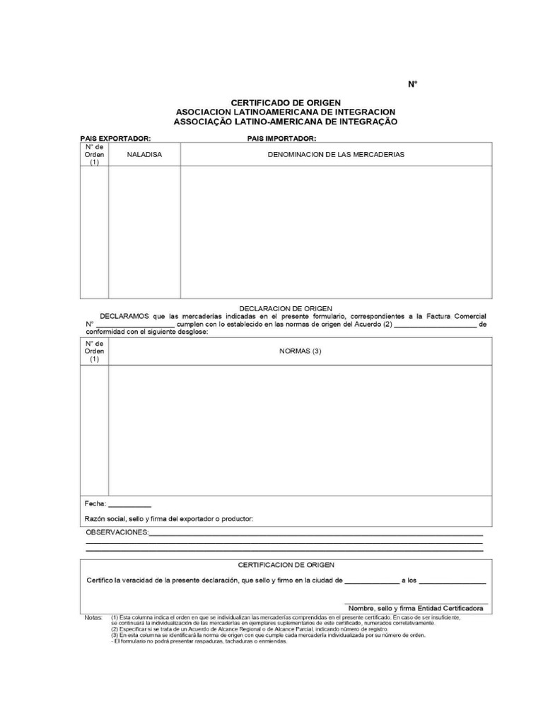 Certificado de Origen en El Marco de ALADI | PDF