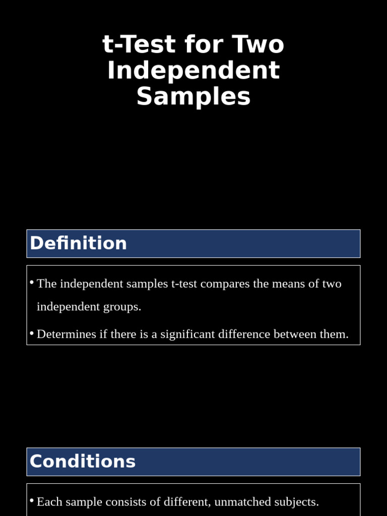 T-Test For Two Independent Samples | PDF
