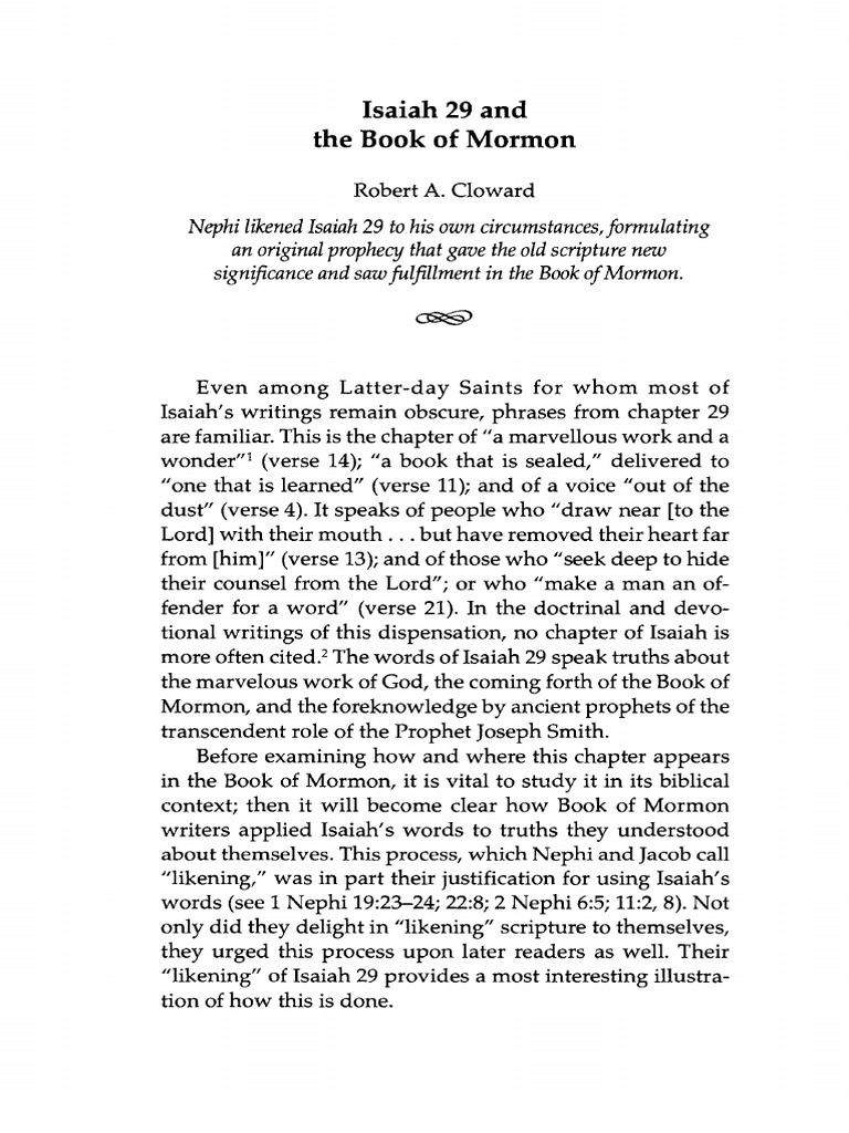 Isaiah 29 and The Book of Mormon | PDF | Book Of Mormon | Isaiah