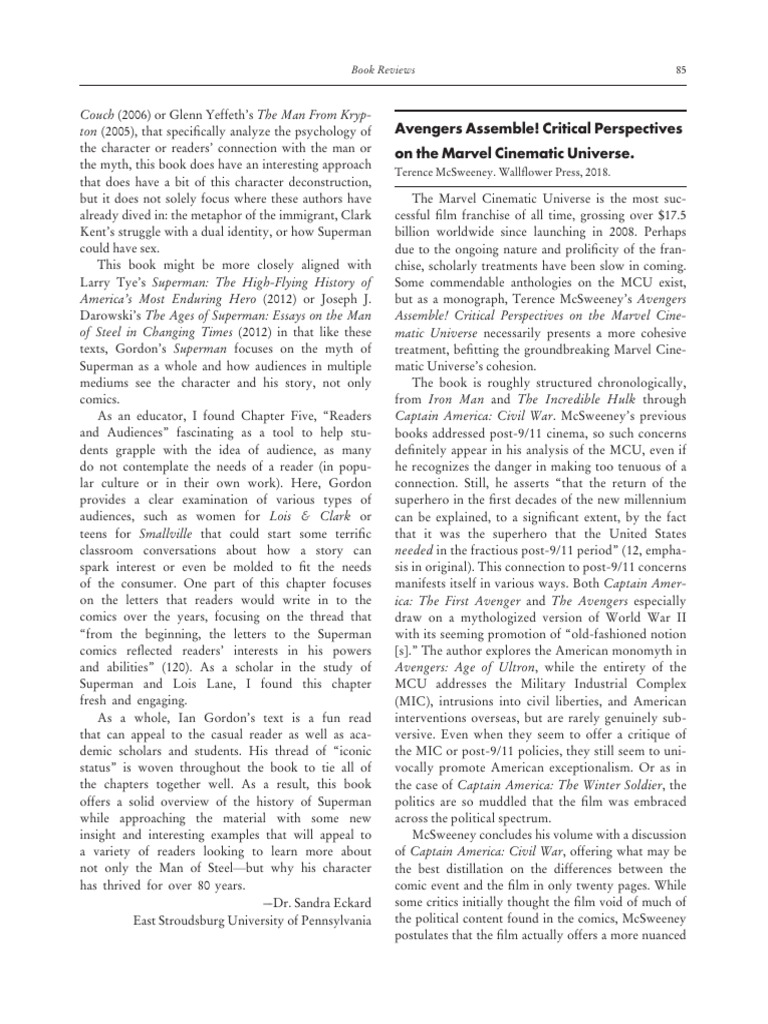 Avengers Assemble Critical Perspectives On The Marvel Cinematic ...