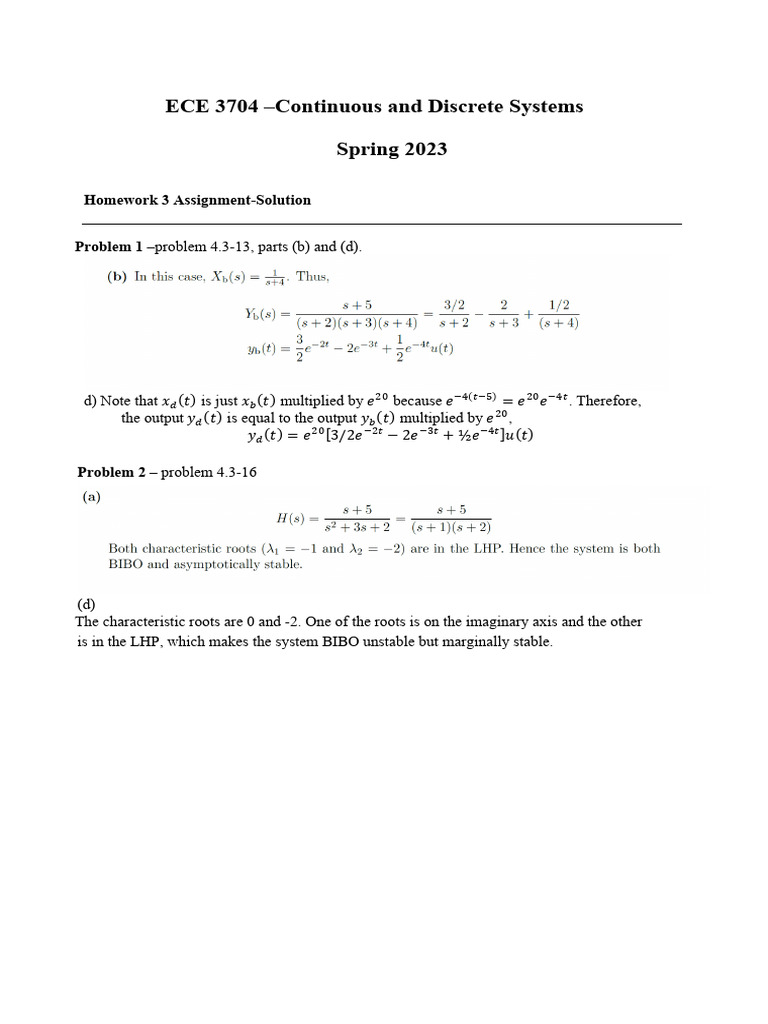 ECE+3704 HW3 Solution | PDF