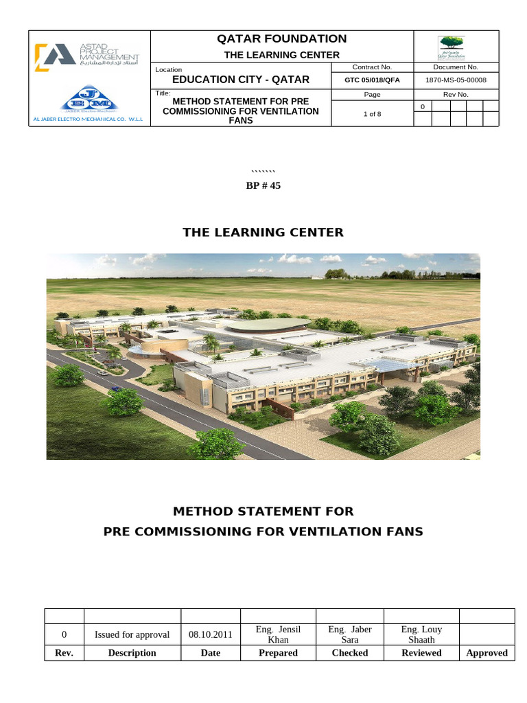 Sample Pre Commissioning For Ventilation Fans | PDF | Safety ...
