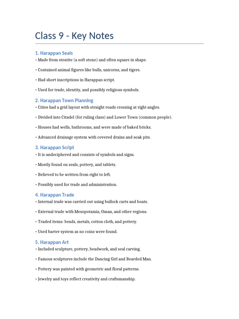 Class 9 Harappan Civilization & Constitution Notes | PDF