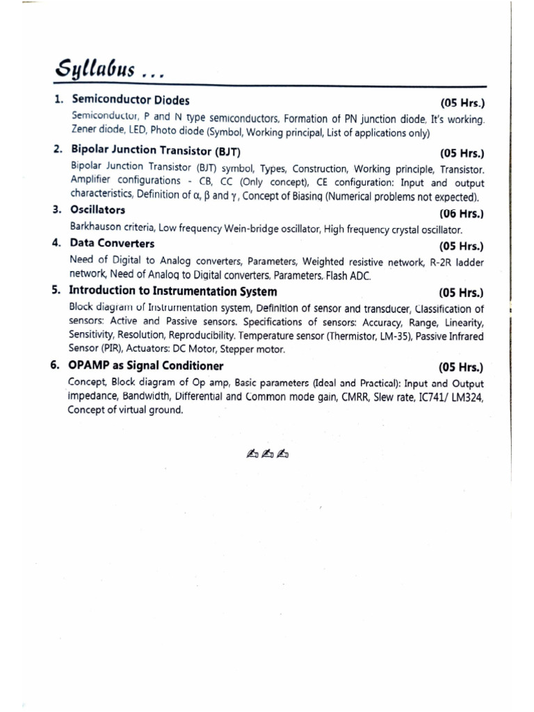 Electronics Syllabus | PDF