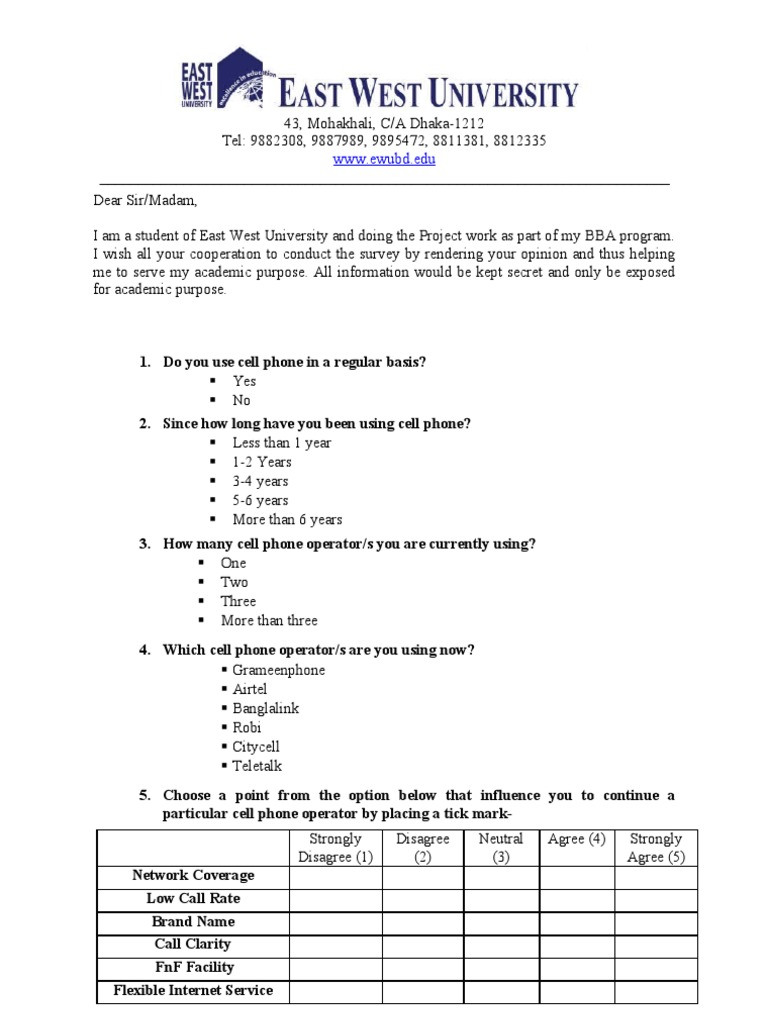 Project Questionnaire | PDF | Internet Access | Communication