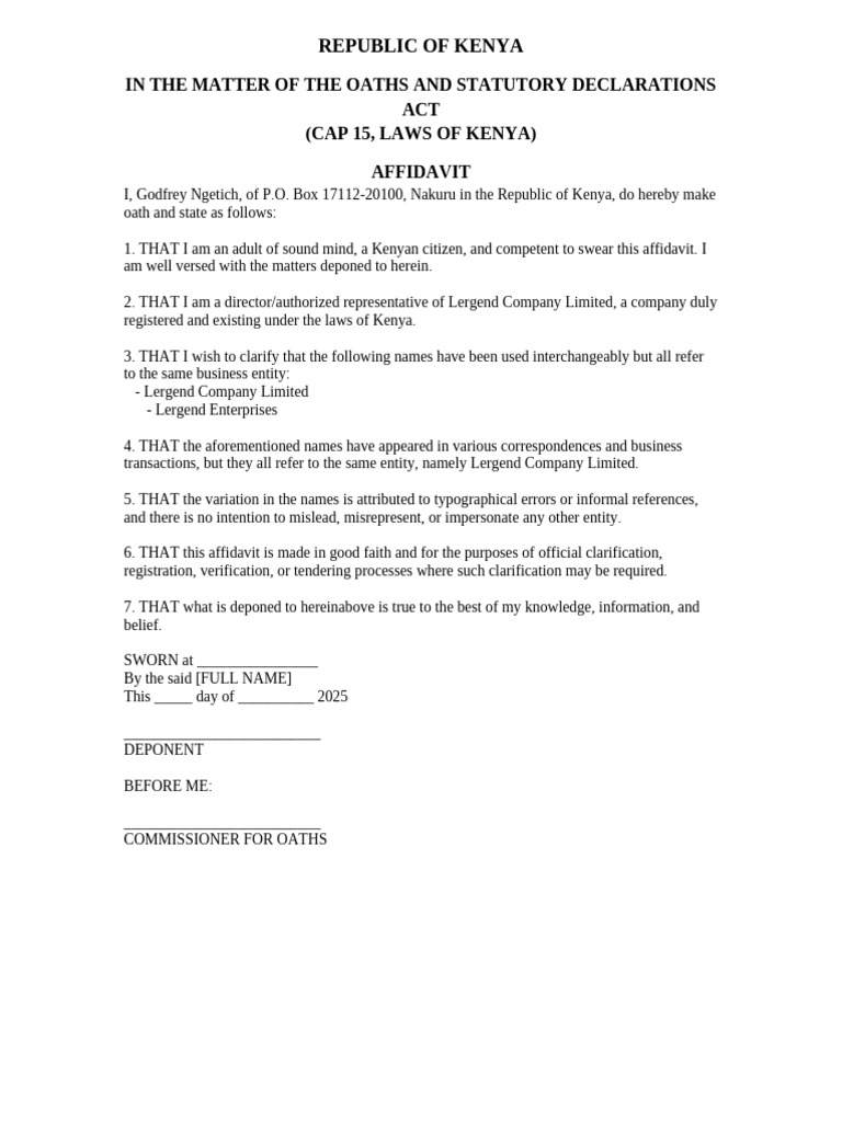 Affidavit Company Names | PDF