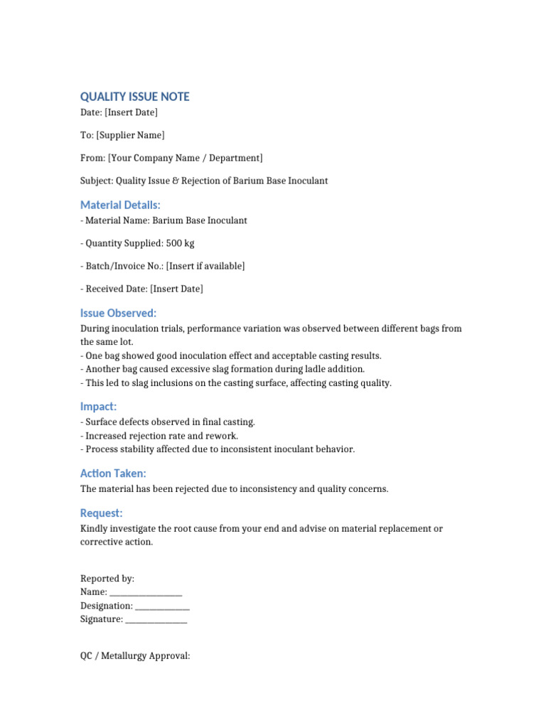 Quality Issue Mom | PDF