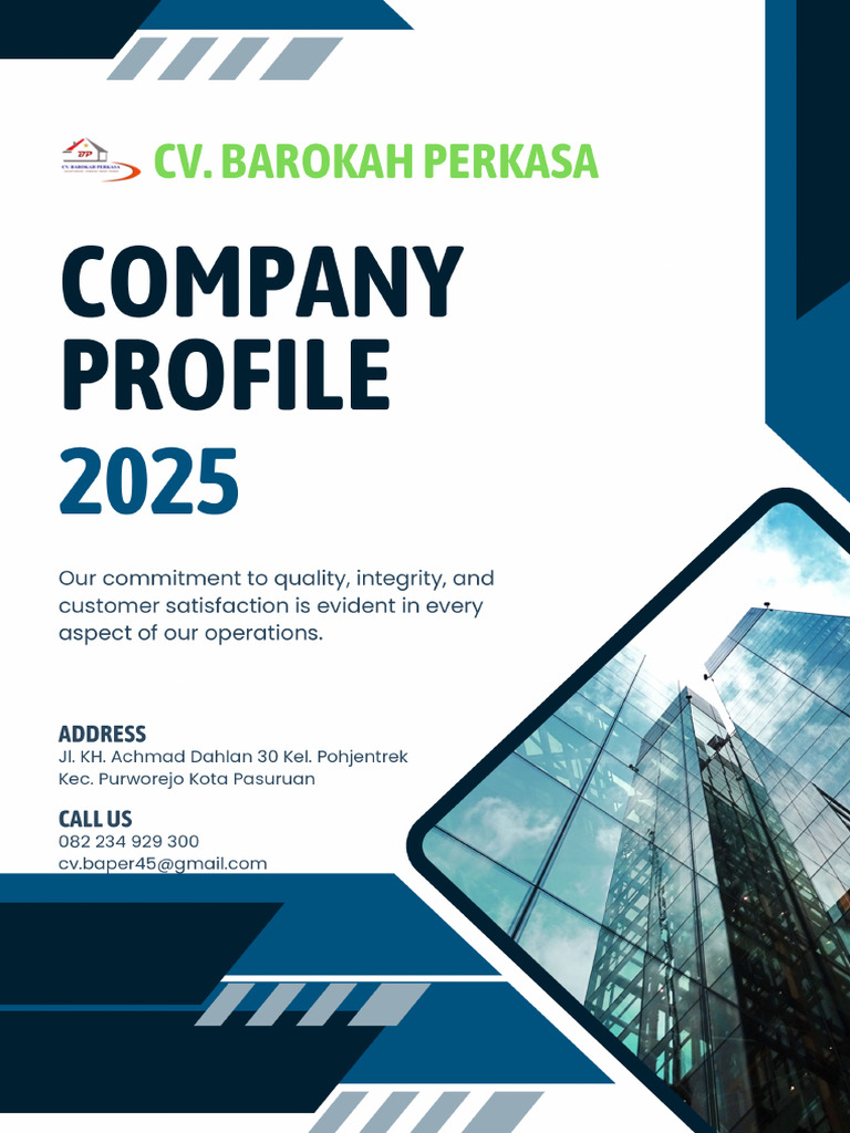 White and Blue Modern Company Profile Cover Document A4 Portrait | PDF