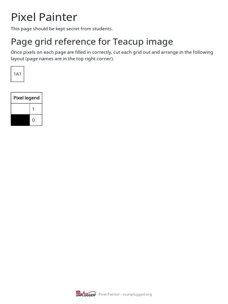 Pixel Painter (Teacup - Black and White - A4) | PDF