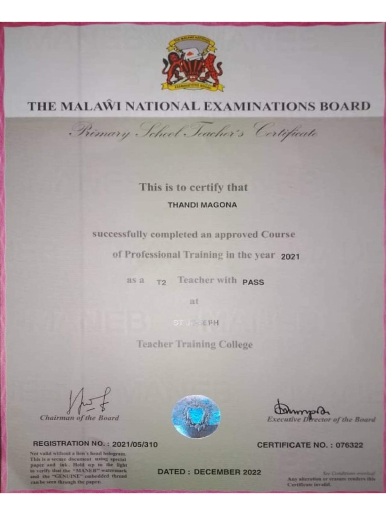 Thandi Certificate | PDF