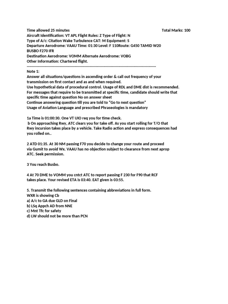 New RTR (A) Part-1 Questions | PDF | Air Traffic Control | Instrument Flight Rules