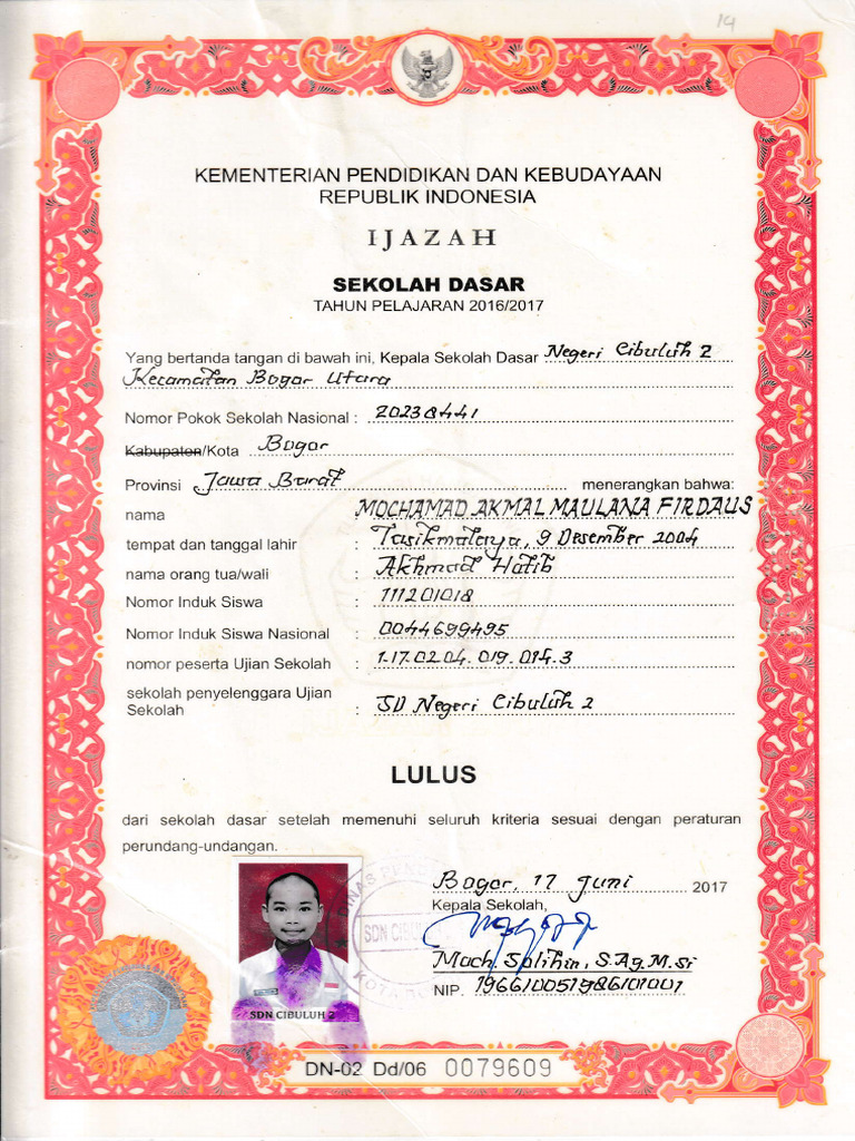 17.ijazah Dan SKHUN SD | PDF