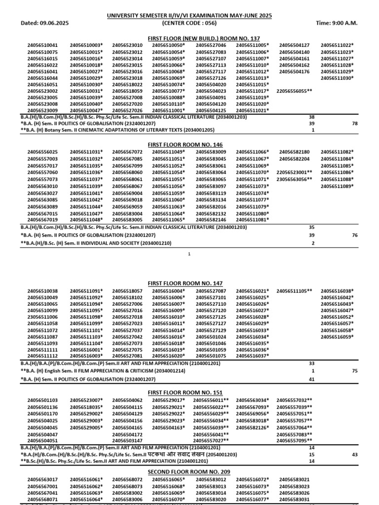 09.06.2025 Morning Seating Plan | PDF | Liberal Arts Education