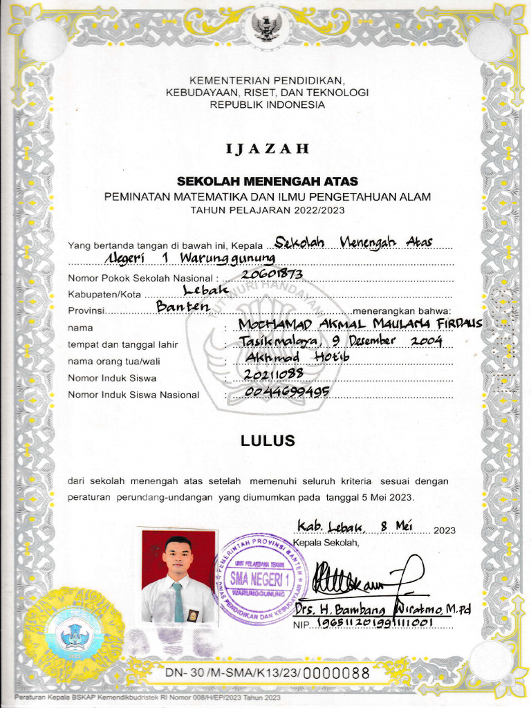 19.ijazah SMA | PDF