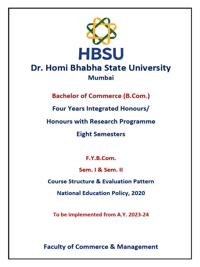 FYBCom Syllabus As Per The NEP, 2020 (AY 202 - 250701 - 172727 | PDF ...