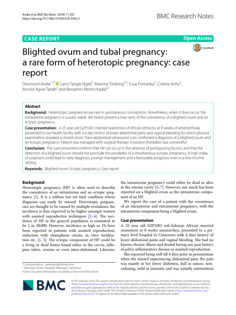 Blighted Ovum and Tubal Pregnancy | PDF | Pregnancy | Human Pregnancy