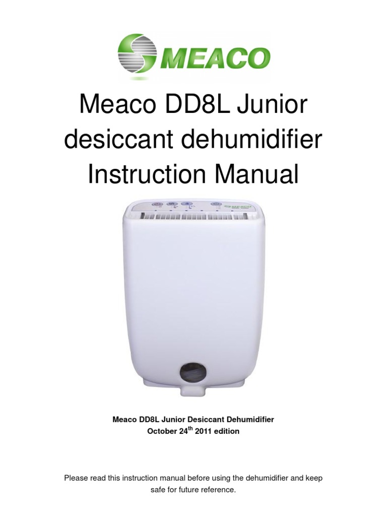 Meaco DD8L Junior Dehumidifier Manual | PDF | Hvac | Relative Humidity