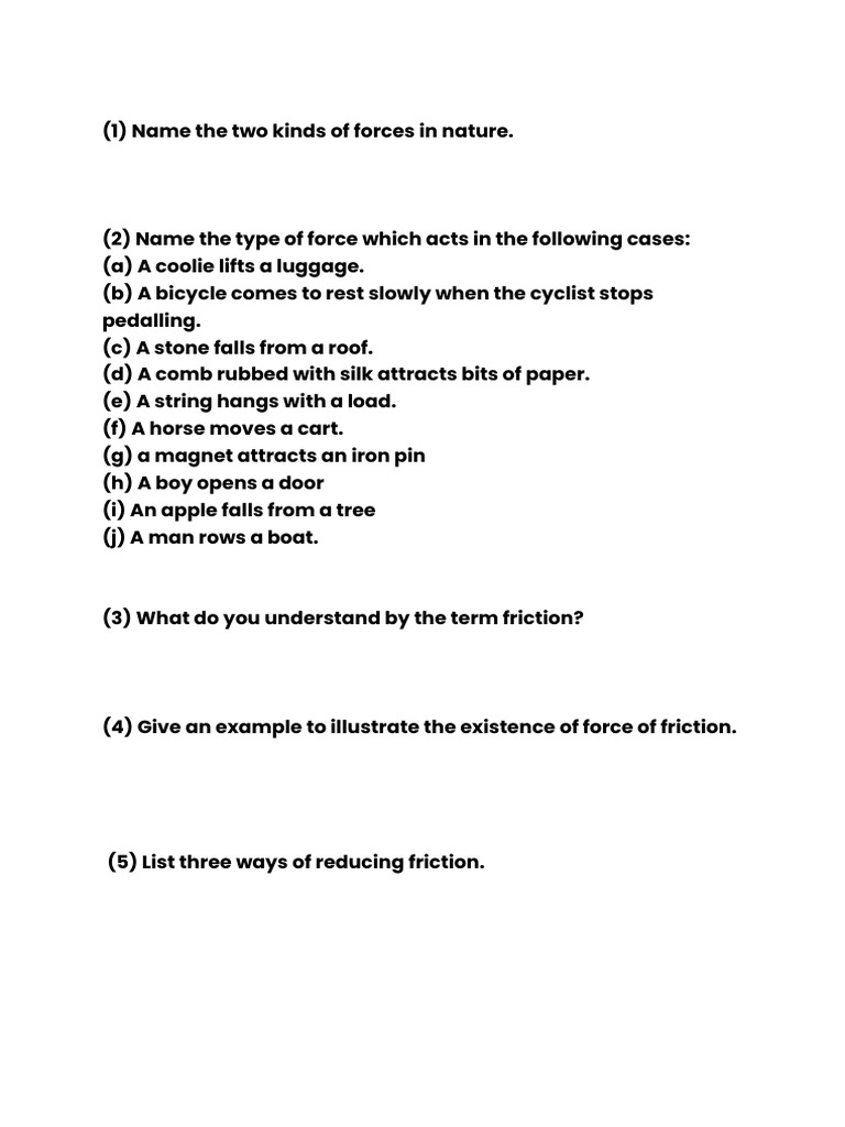 Types of Forces and Friction Explained | PDF