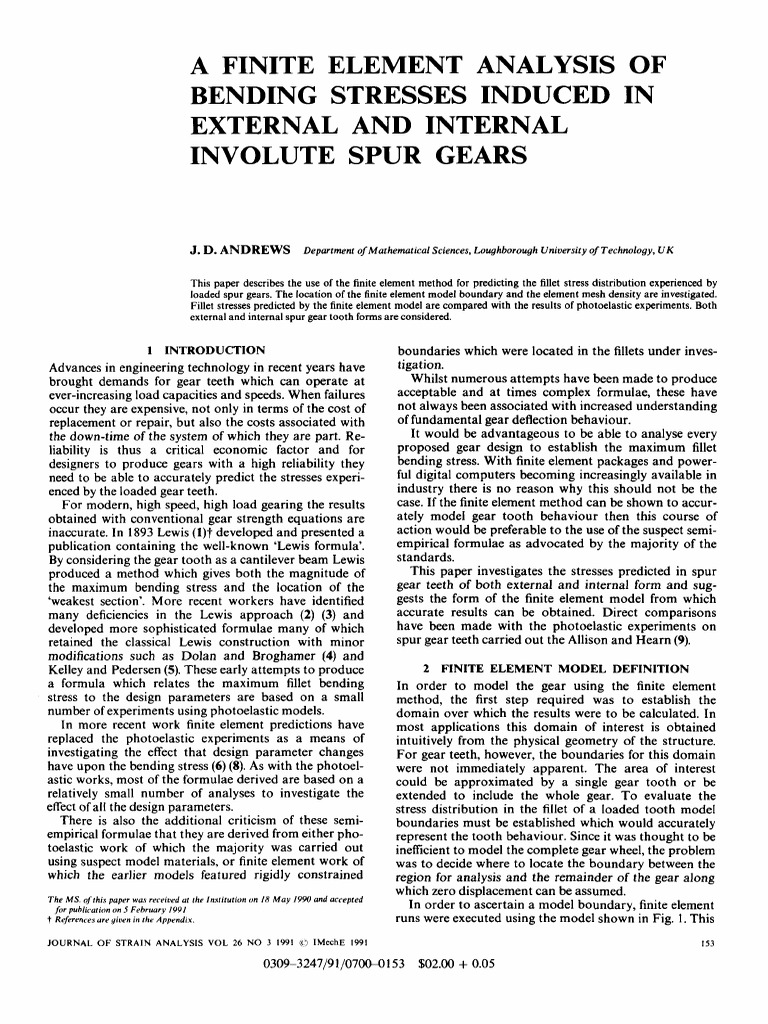 A Finite Element Analysis of Bending Stresses Induced in External and ...