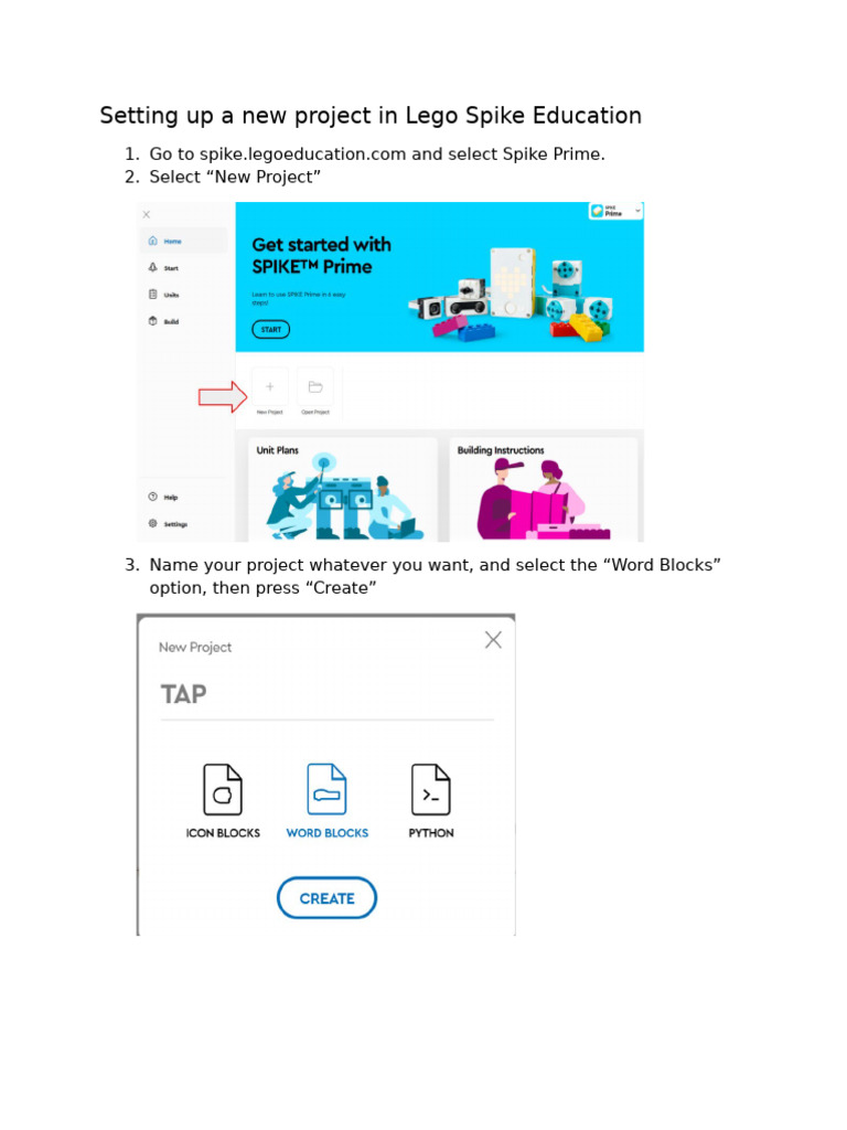 Setting Up A New Project in Lego Spike Education | PDF