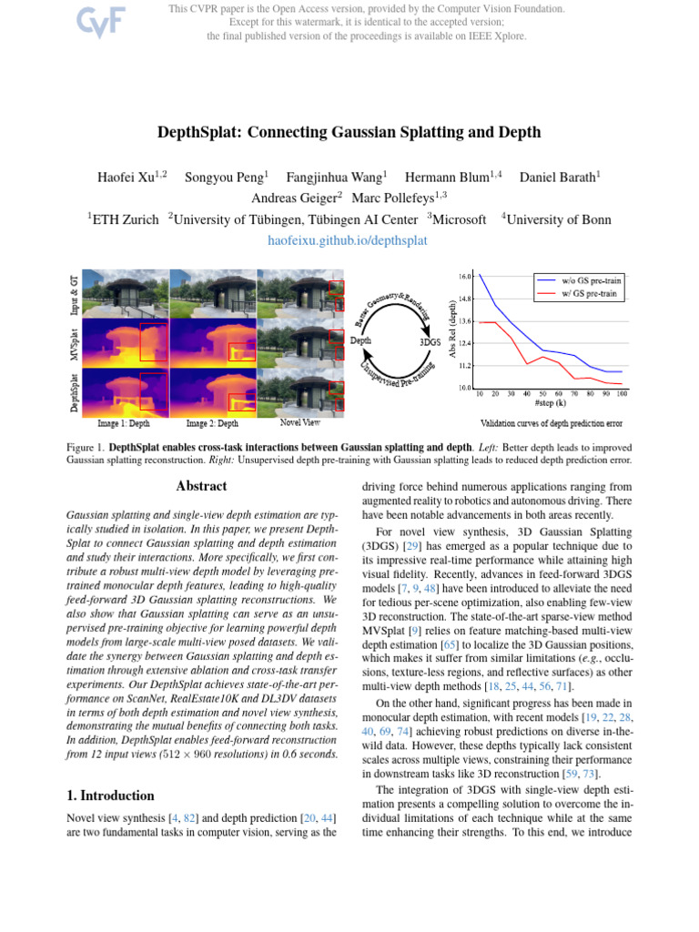 DepthSplat Connecting Gaussian Splatting | PDF | Normal Distribution ...
