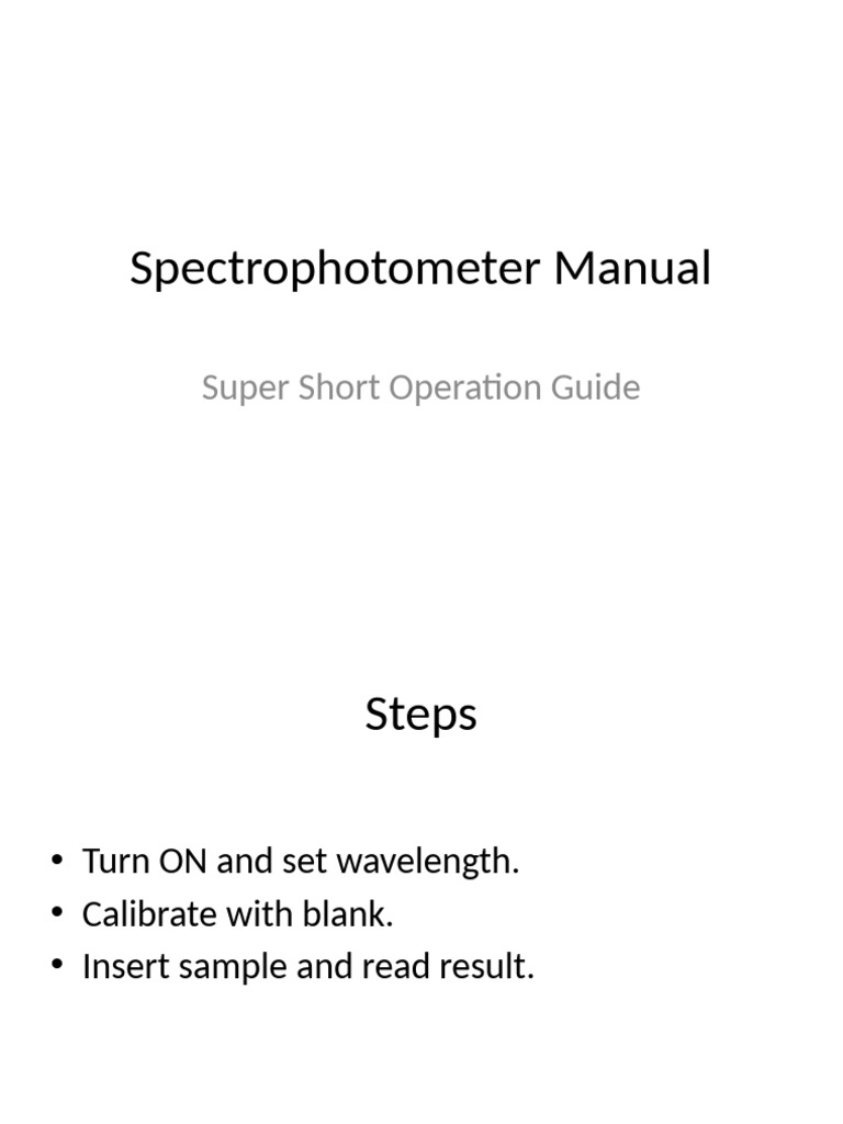 Spectrophotometer Manual | PDF