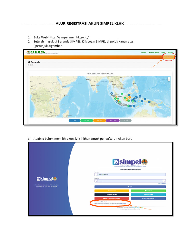 Alur Registrasi Akun Simpel KLHK | PDF