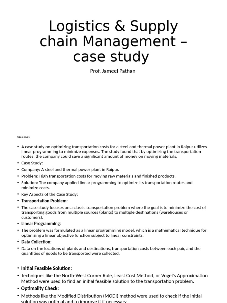 Logistics & Supply Chain Management - Case Study | PDF | Linear Programming | Mathematical ...