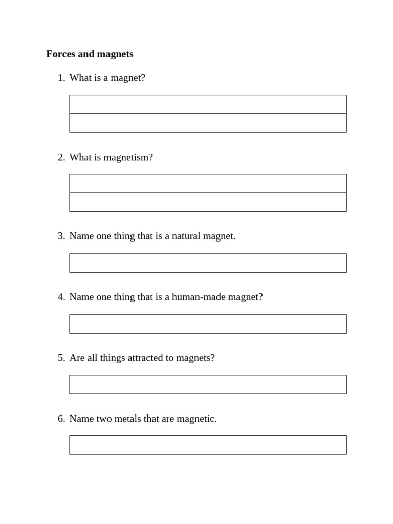 Forces and magnets grade 3 | PDF