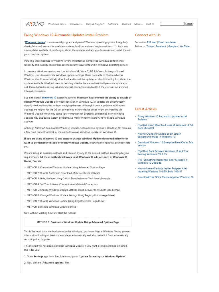 Control Windows 10 Update Settings | PDF | Windows 10 | Windows Registry