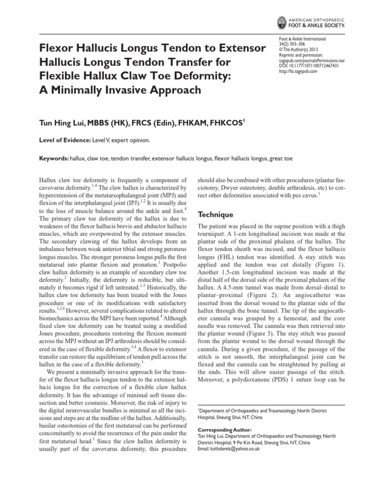 Minimally Invasive Claw Toe Correction | PDF | Foot | Toe