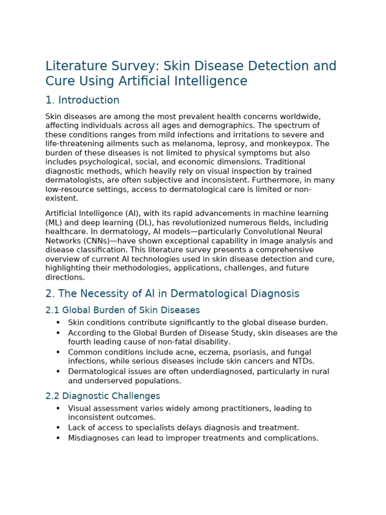 Ai Skin Disease Lit Survey | PDF | Artificial Intelligence | Intelligence (AI) & Semantics