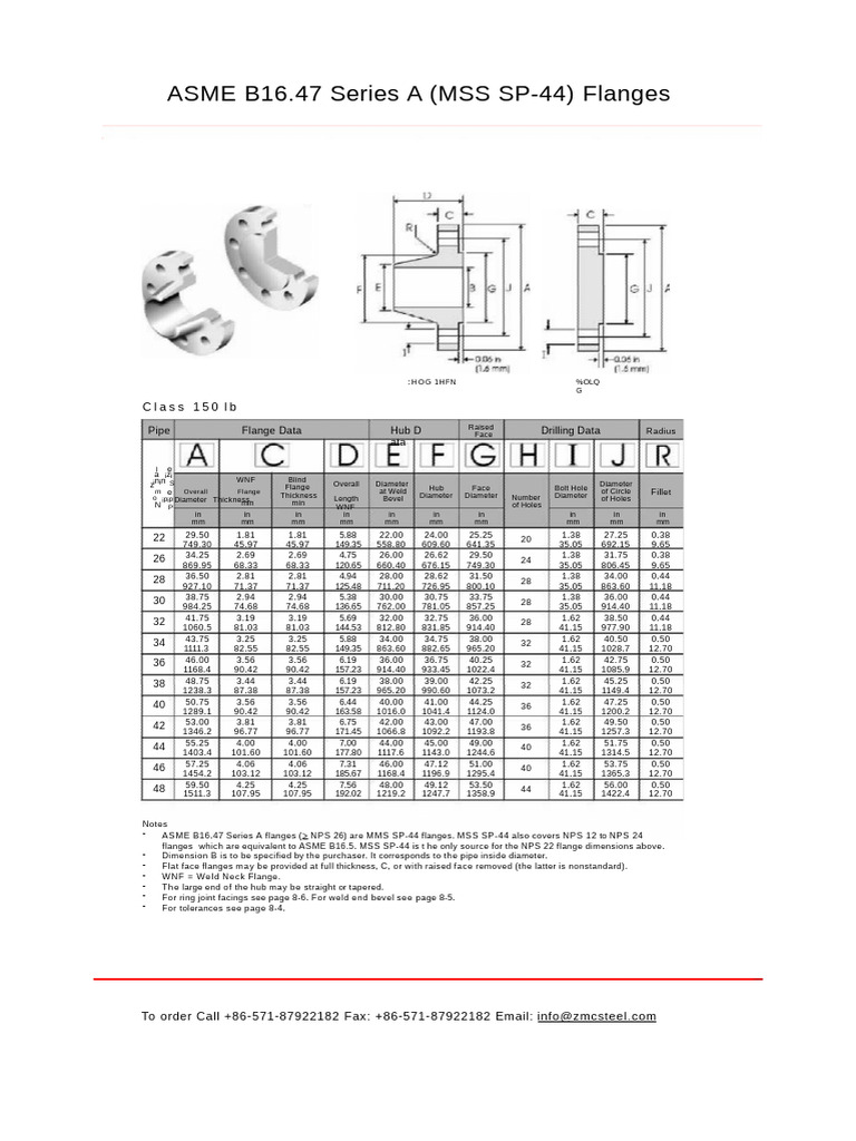 Asme b16.47 Series A (Mss Sp-44) Flanges | PDF | Pipe (Fluid Conveyance) | Mechanical Engineering