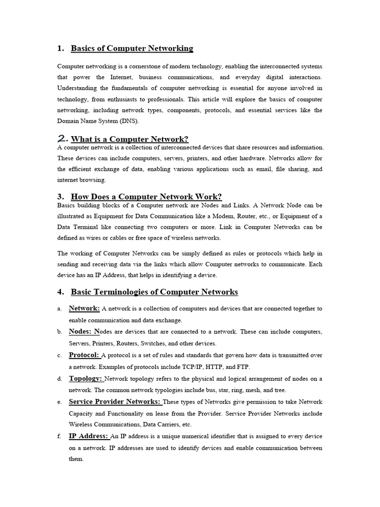 Basics of Computer Networking | PDF | Computer Network | Network Topology