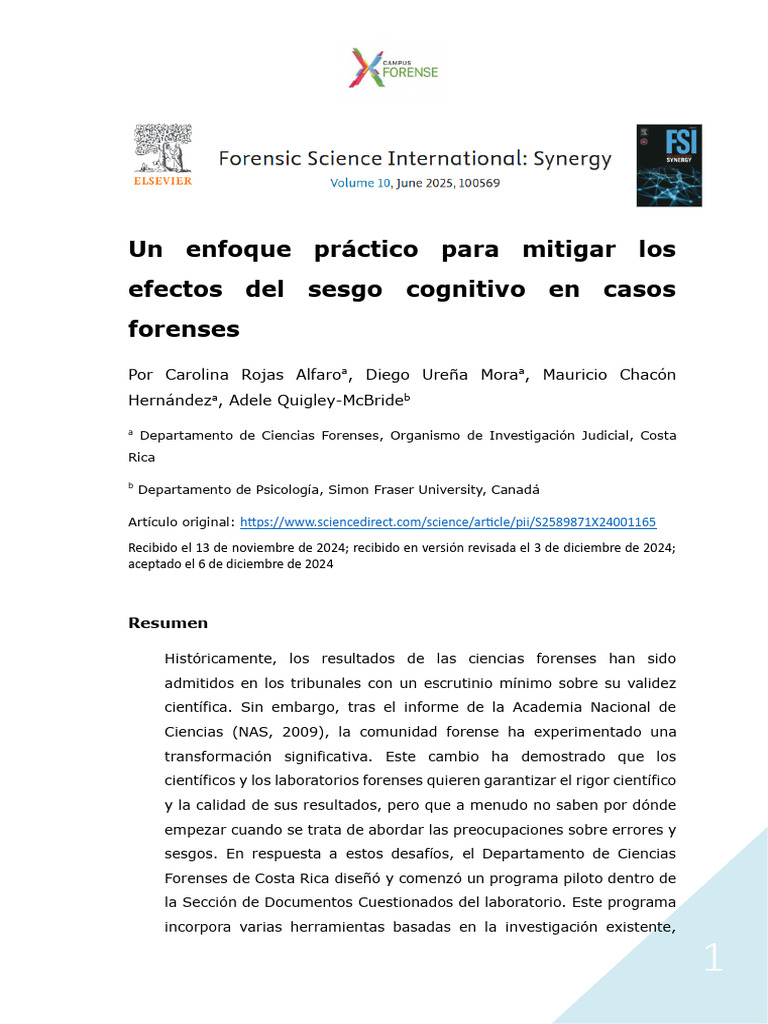 Mitigación del Sesgo Cognitivo Forense | PDF | Parcialidad ...