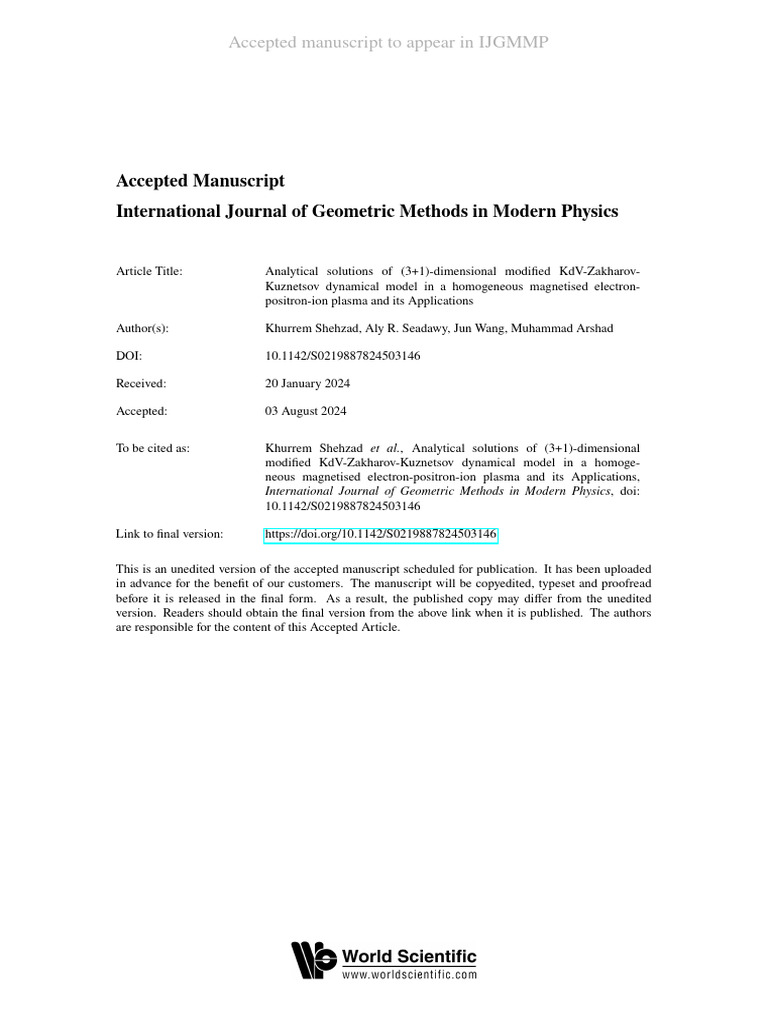 International Journal of Geometric Methods in Modern Physics | PDF ...