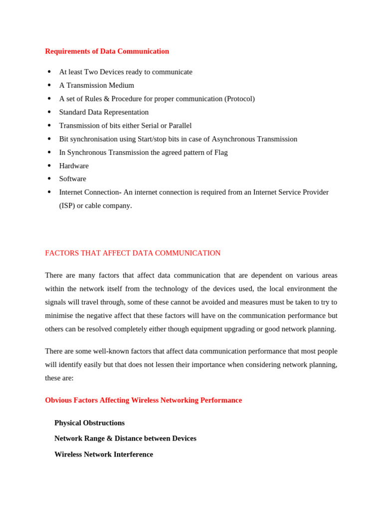 Data Communication Requirements Overview | PDF | Computer Network ...