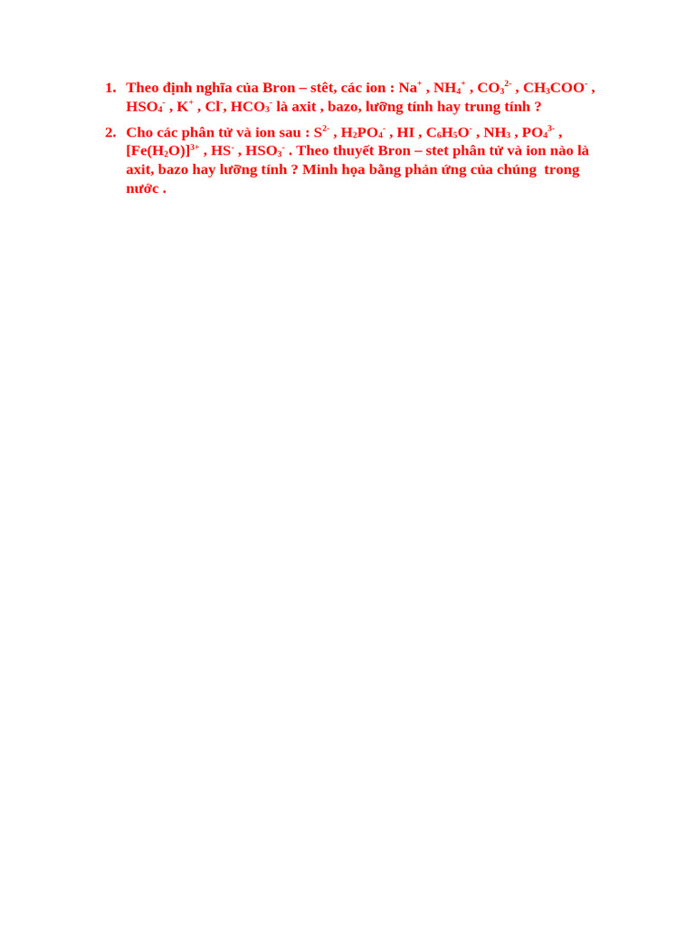 Bai Tap Acid-Base | PDF