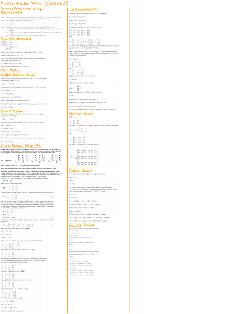 Numerical Methods Cheat Sheet | PDF