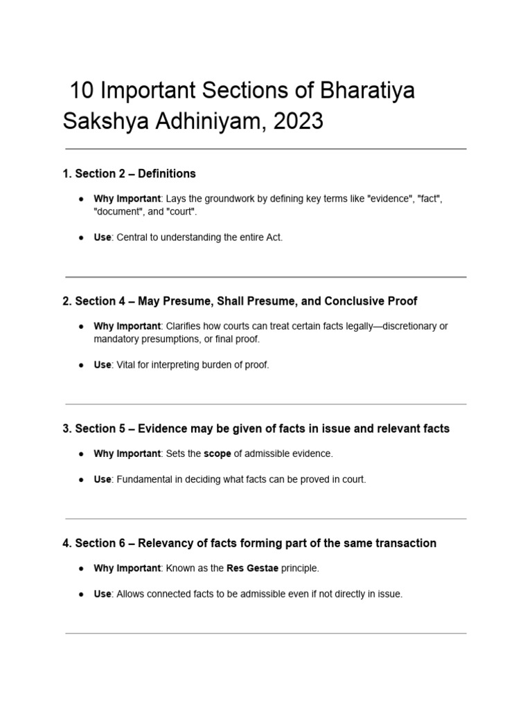 Key Sections of BSA 2023 Explained | PDF