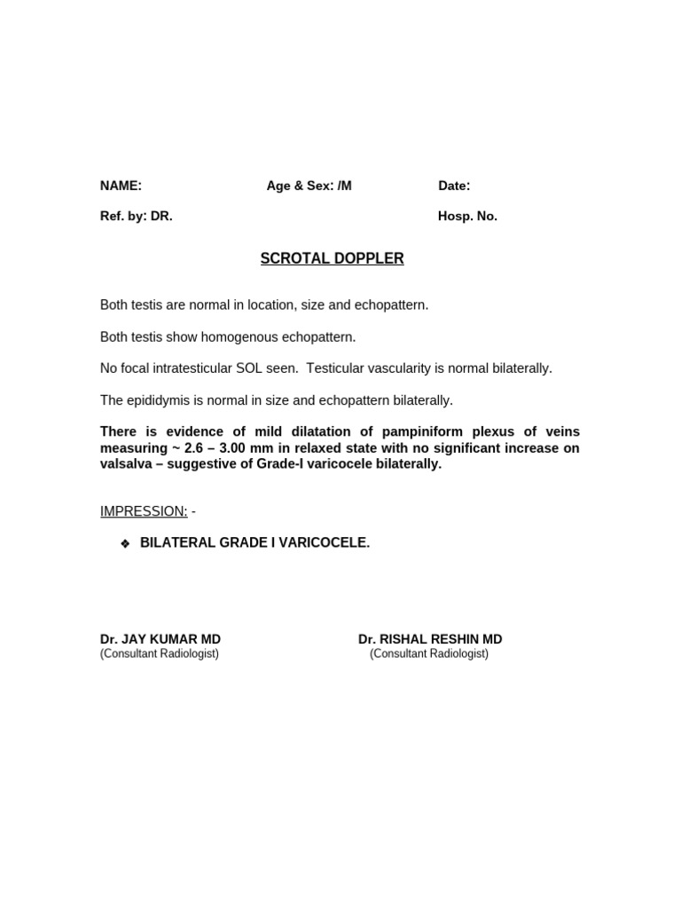 Scrotal Dopp.varicocele (Dr Jay) | PDF