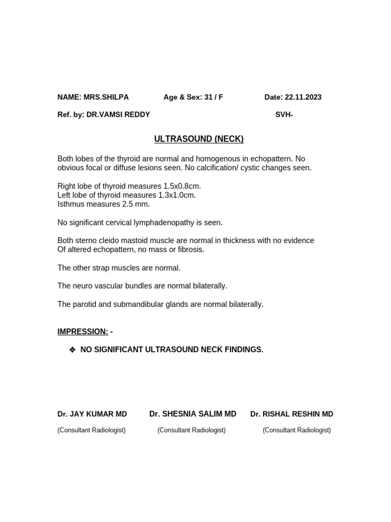 Neck Usg (DR Jay) | PDF