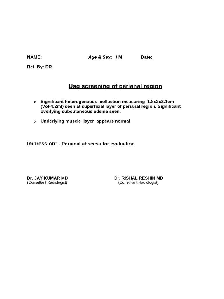 Usg Findings of Perianal Abscess | PDF