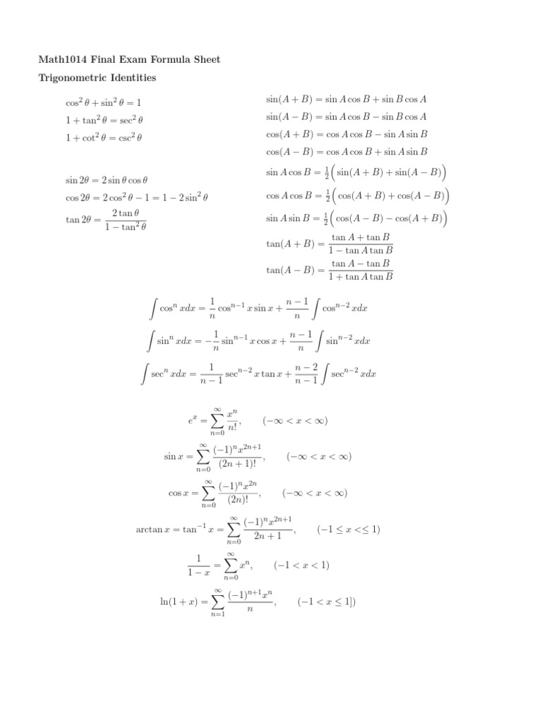 (MATH1014) (2024) (S) Final Lktseab 55013 | PDF | Trigonometry | Triangle Geometry