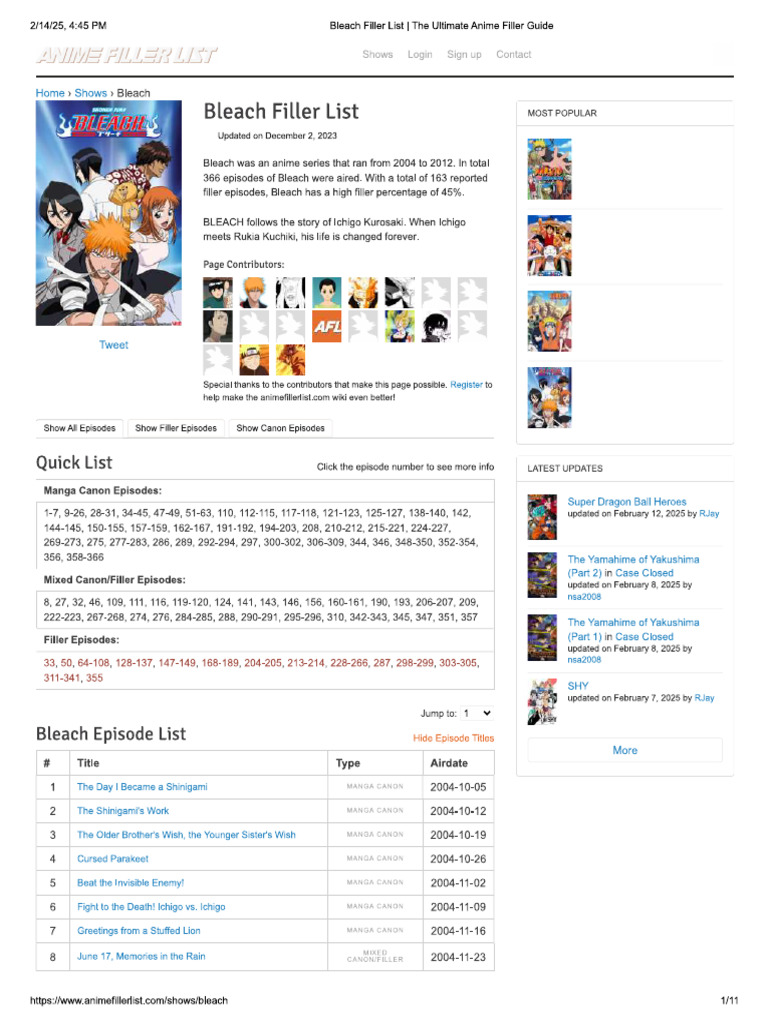 Bleach Fillers | PDF