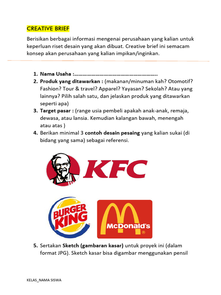 Contoh Creative Brief Desain Logo Makanan | PDF